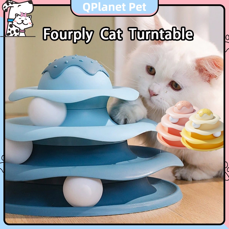 Cat Toy Interactive Turntable Tower 4-Tier Cat Interactive Funny Toy ...