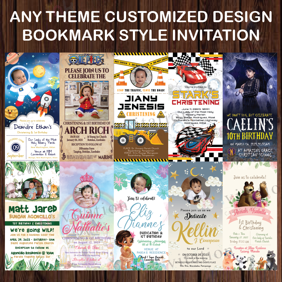 CUSTOMIZED BOOKMARK STYLE INVITATIONS FOR BAPTISM/CHRISTENING ...