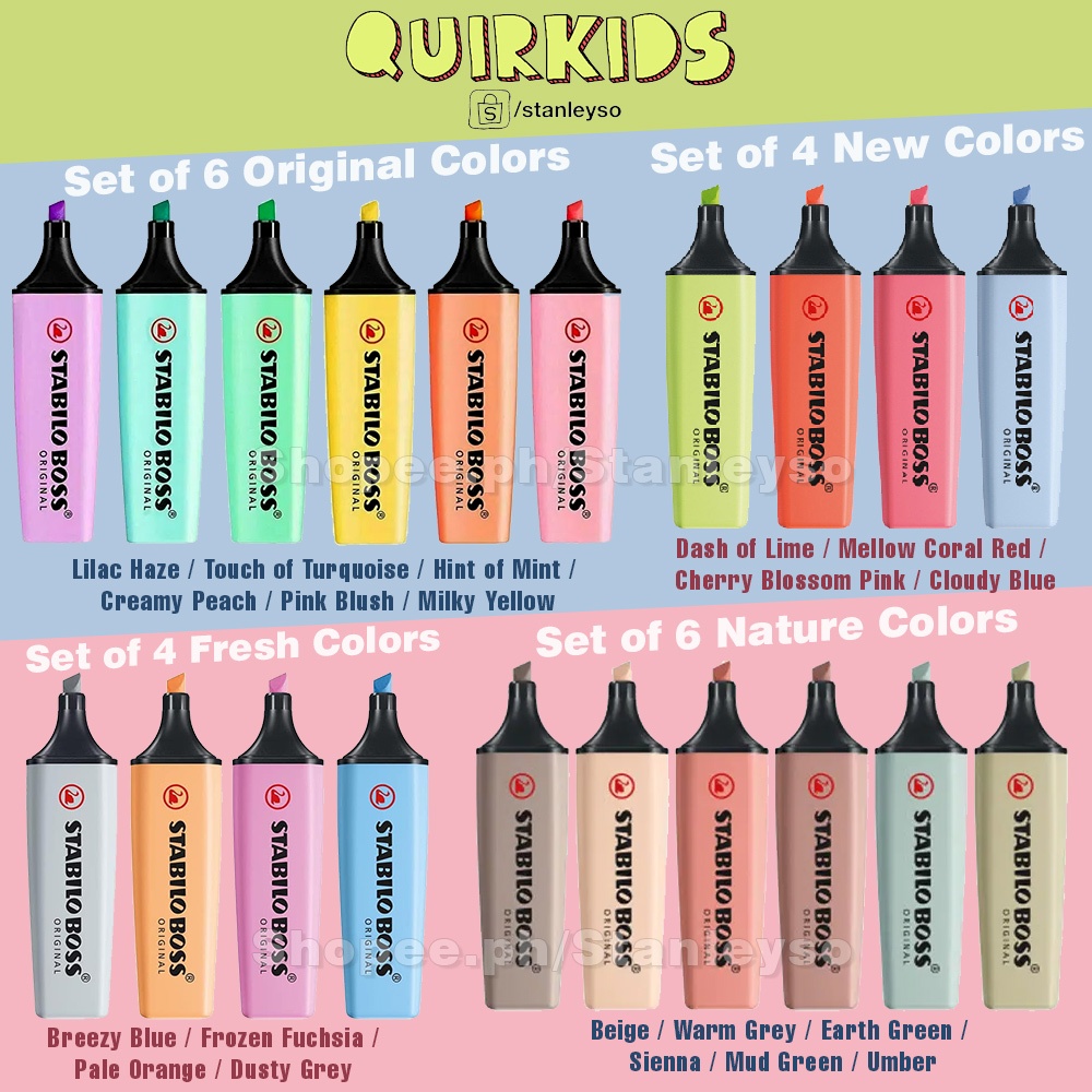 Stabilo BOSS Pastel Nature Highlighter Set Pen | Shopee Philippines