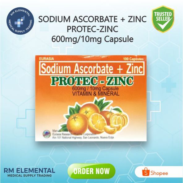 PROTEC-ZINC Sodium Ascorbate + Zinc 600mg/10mg VITAMIN & MINERALS ...