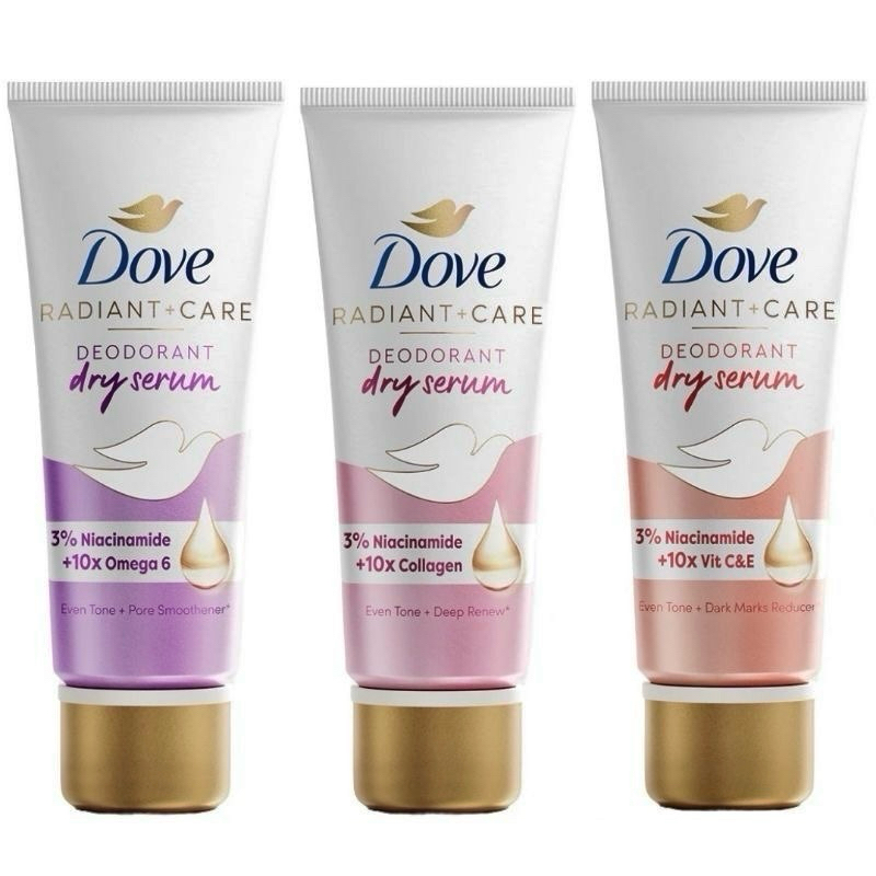 Dove Radiant + Care Deodorant Dry Serum Niacinamide 10x Collagen Deep ...