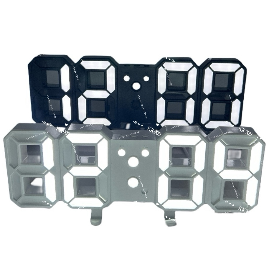 3D Shape Stylish LED Wall Clock Digital Alarm Clocks Display on Home ...