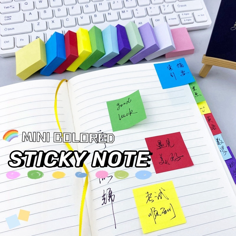 100sheets Colorful Small Square Sticky Note Memo Pad Mini Note Paper ...