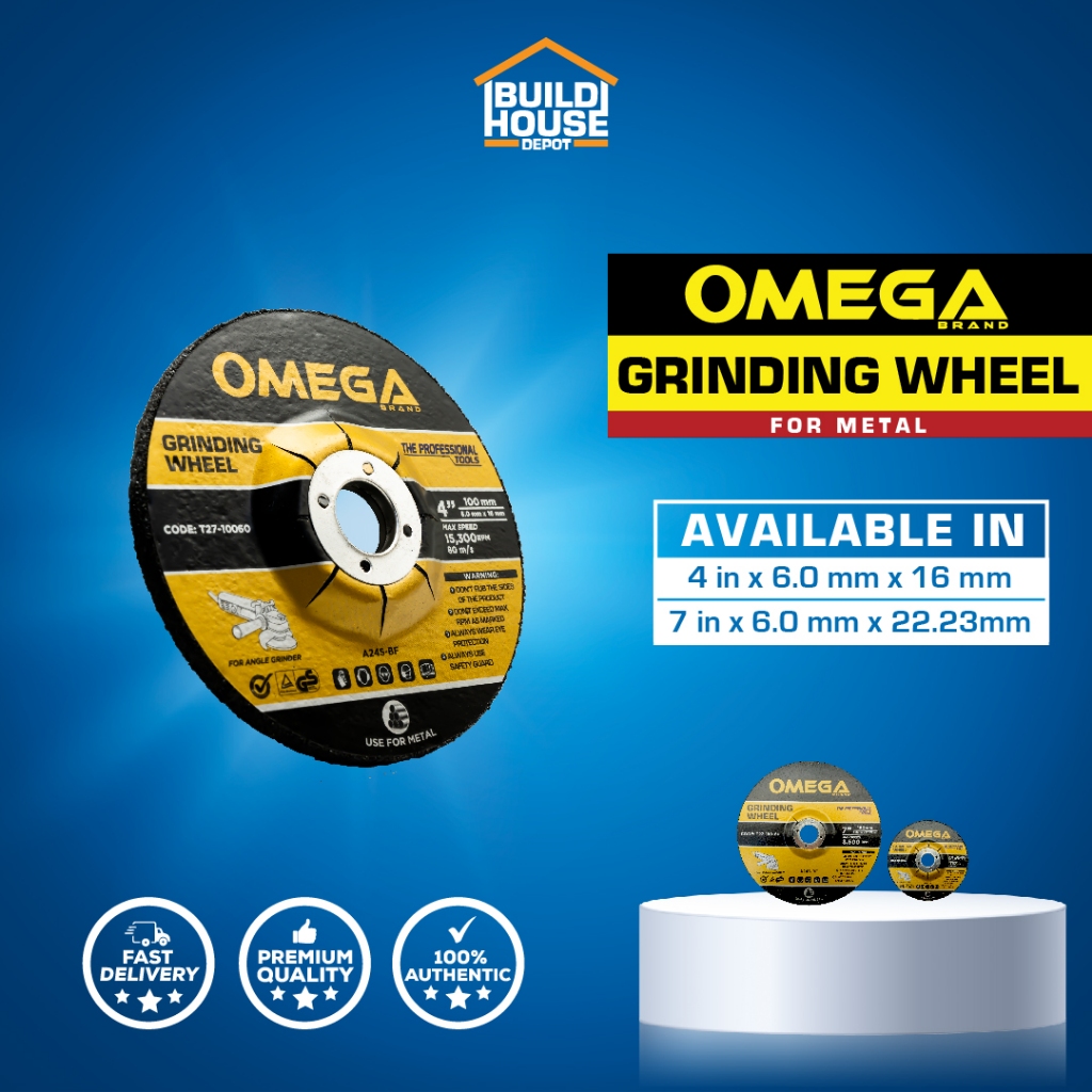 OMEGA Grinding Wheel - For Metal - 4" - 105mm x 6mm x 16mm | Shopee ...