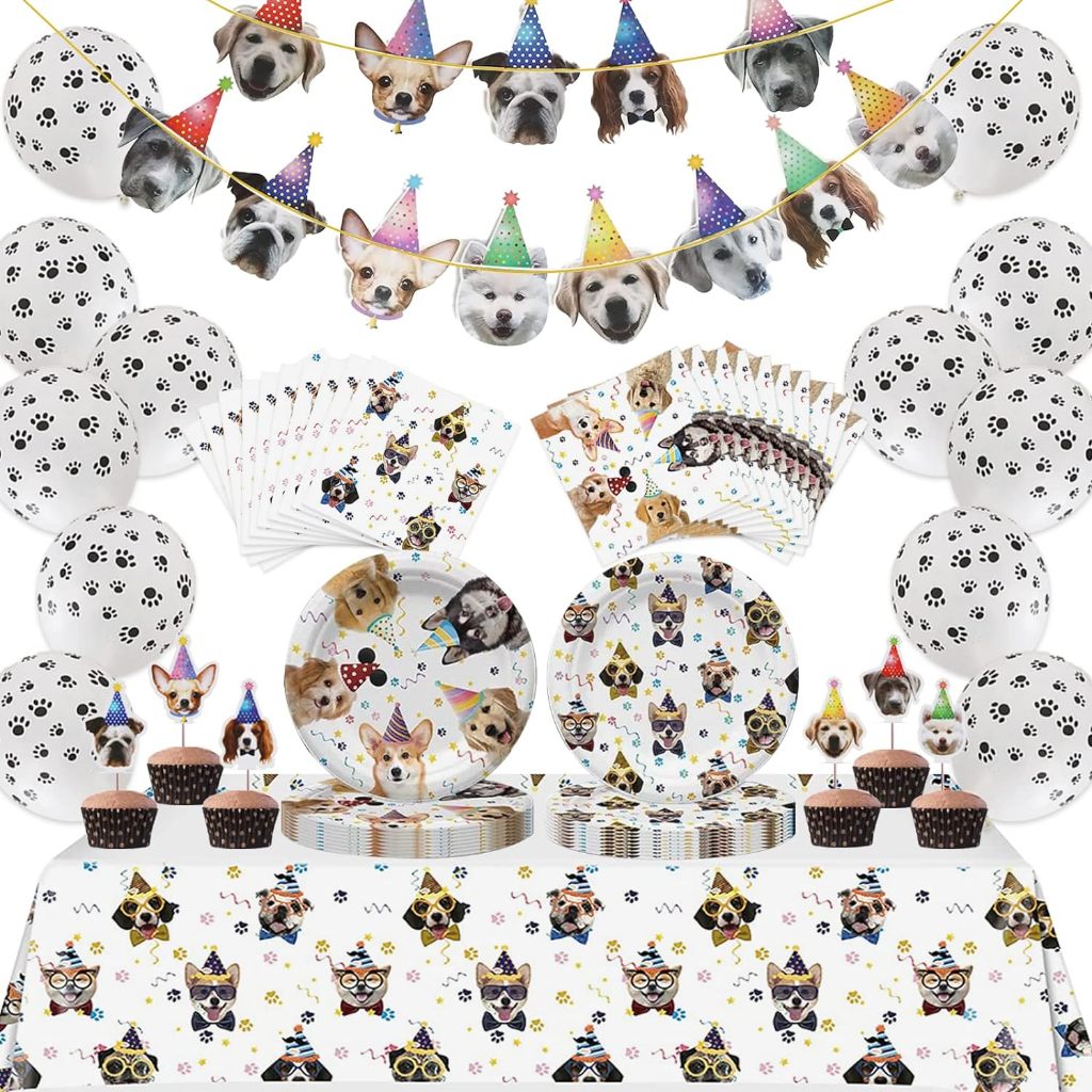 PT182 LET’S PAWTY Paw-Print Faces DIY Kit – Dog Birthday Balloons ...