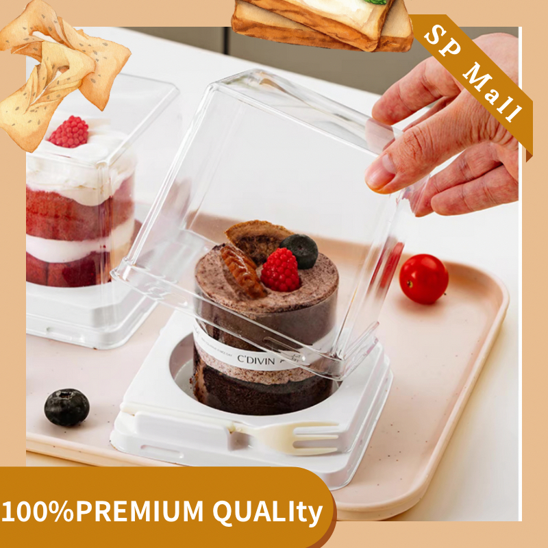 50Pcs Bento Box Transparent Packaging Mousse Box with Fork Cake Box ...