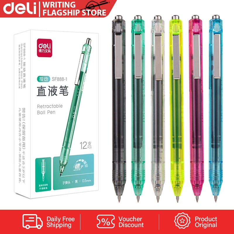 Deli Press Gel Pen Straight Liquid Pen 0.5mm Bullet (Black) 1 Pcs ...