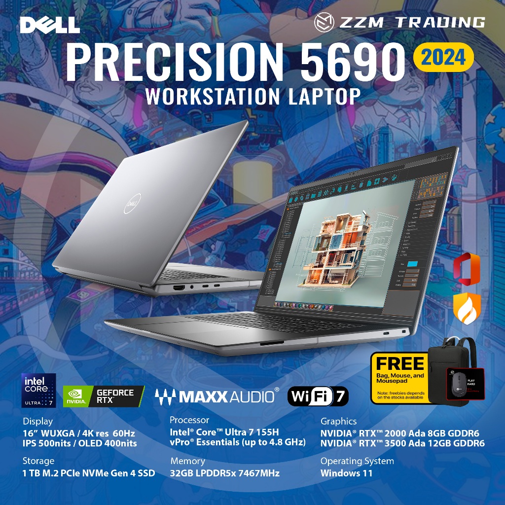 Dell Precision 5690 2024 Ultra 7 RTX 2000/3500 16" WUXGA/4K IPS 32GB ...
