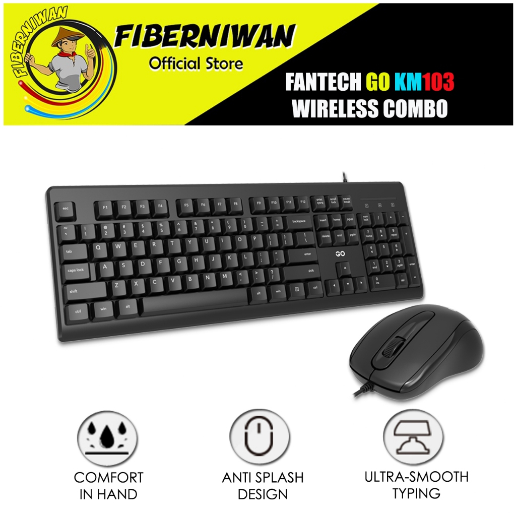 Fantech Go KM103 Office Combo Keyboard & Mouse with Ultra Smooth Typing ...