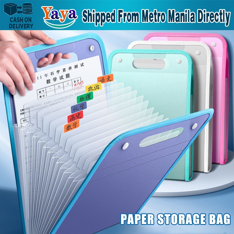【Fast Dlivery】13 Layer Student Handheld Exam Paper Storage Bag Vertical ...