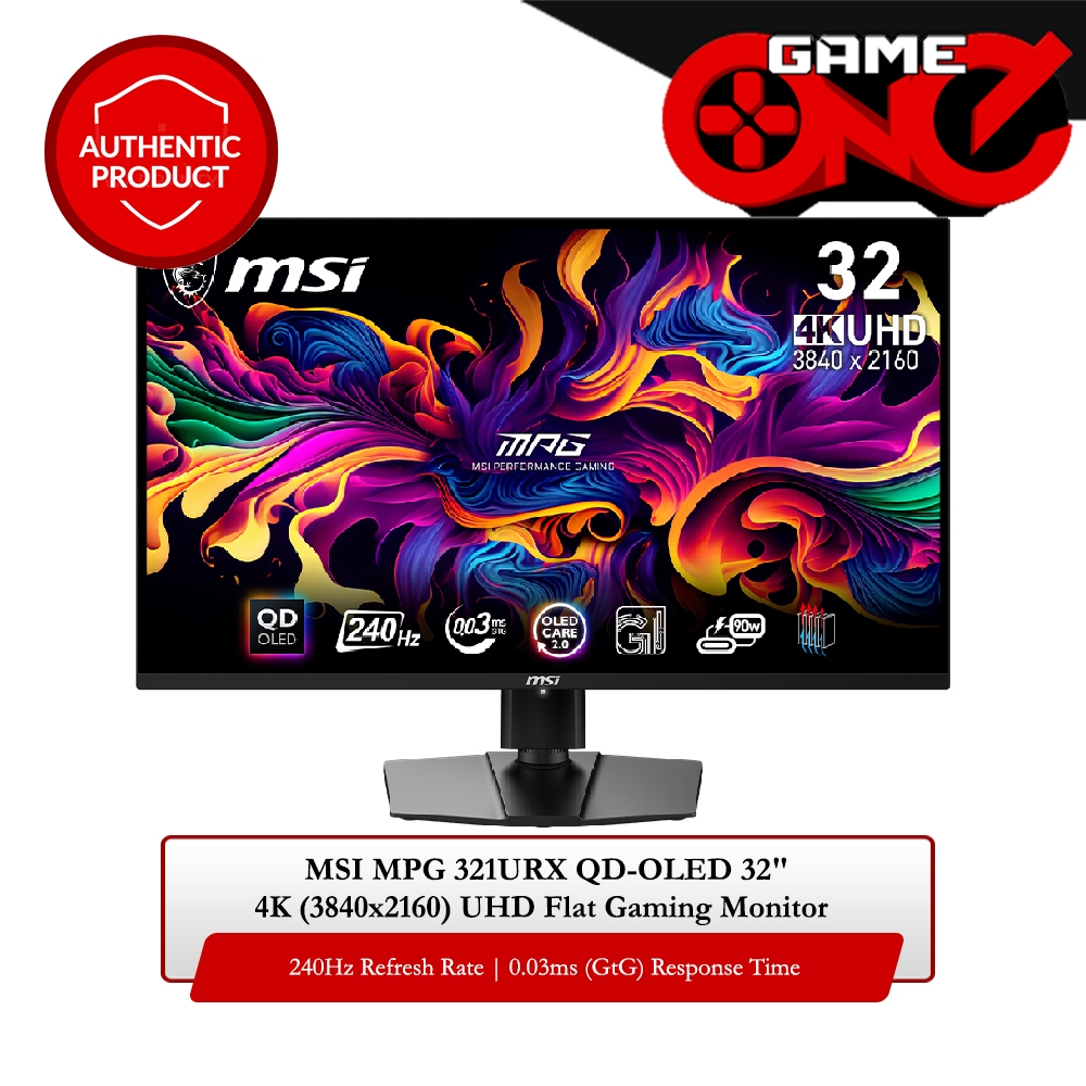 MSI MPG 321URX QD-OLED 32" 4K (3840x2160) UHD Flat Gaming Monitor | 240Hz | 0.03ms (GtG ...