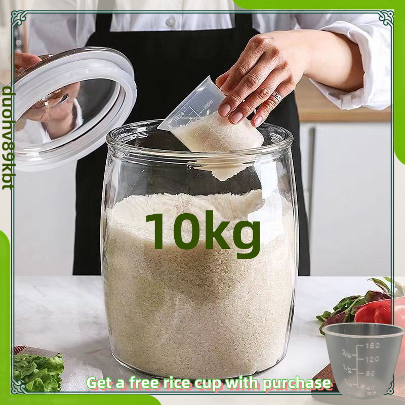 glass rice dispenser 10 kilos/10kg rice storage container airtight ...