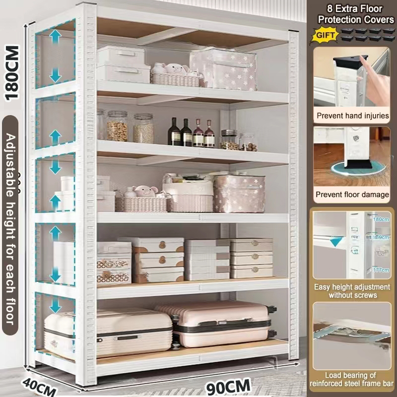 6 Layers Boltless Steel Rack Shelves Adjustable Metal Stainless Kitchen ...