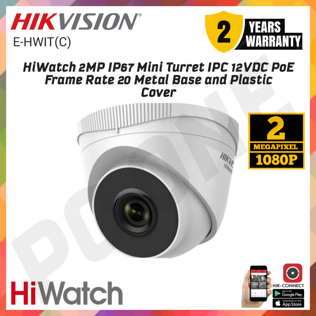HIKVISION HiWatch E-HWIT(C) 2MP IP67 Dome Mini Turret IPC | Shopee ...