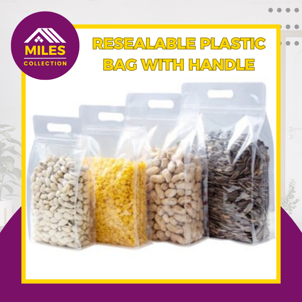 1pc Ziplock Resealable Plastic Packaging Pouch Bag With Handle ...