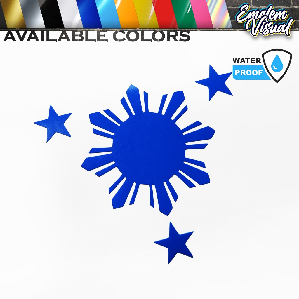 Philippine Flag WATERPROOF STICKER vinyl decal (3 Stars and a Sun) for ...