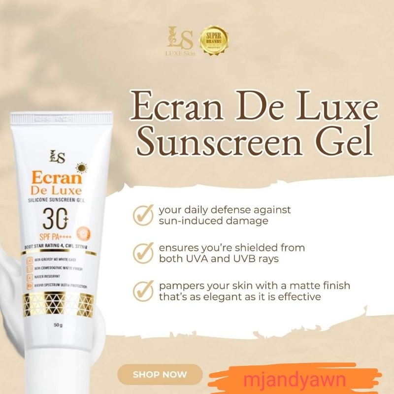 Luxe Skin Ecran De Luxe Sunscreen Gel 50g | Shopee Philippines