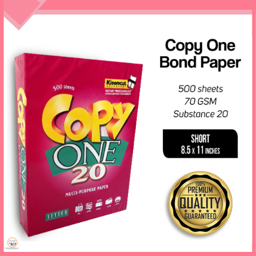 Copy One Bond Paper White Short, Long & A4 Size 70Gsm - 500 sheets per ...