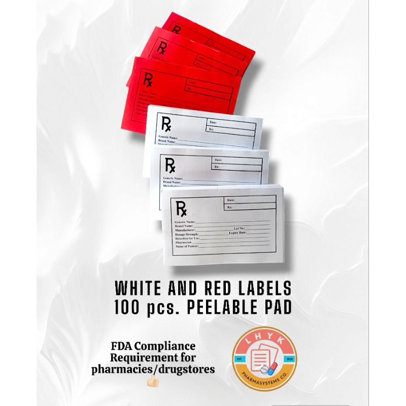 White and Red Labels for Pharmacy PEELABLE PAD | Shopee Philippines
