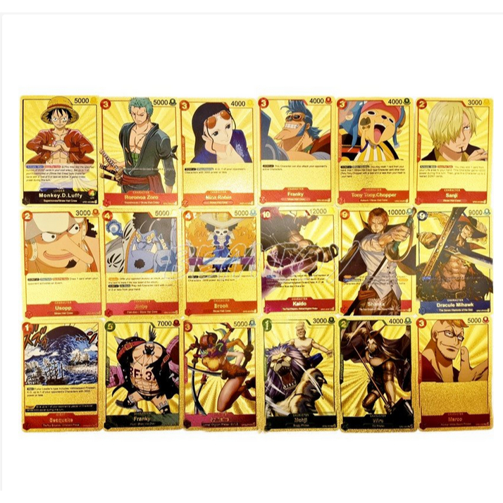 55Pcs/Box English Gold Metal One Piece Cards Anime Luffy Nami Robin ...