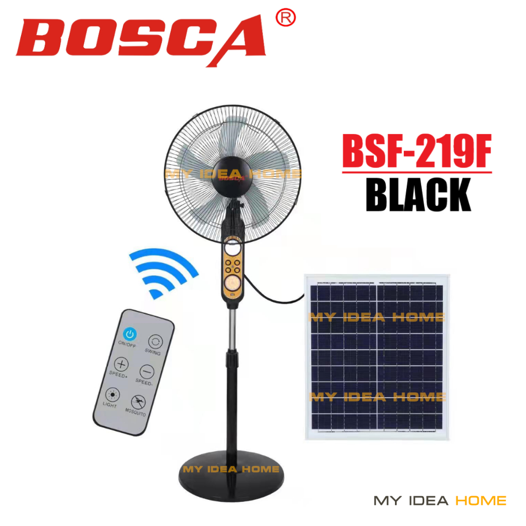 BOSCA Solar Stand Fan 16 inches Solar rechargeable Fan With Remote ...