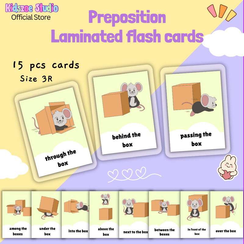 Preposition english educational laminated flash cards for kids | Shopee ...