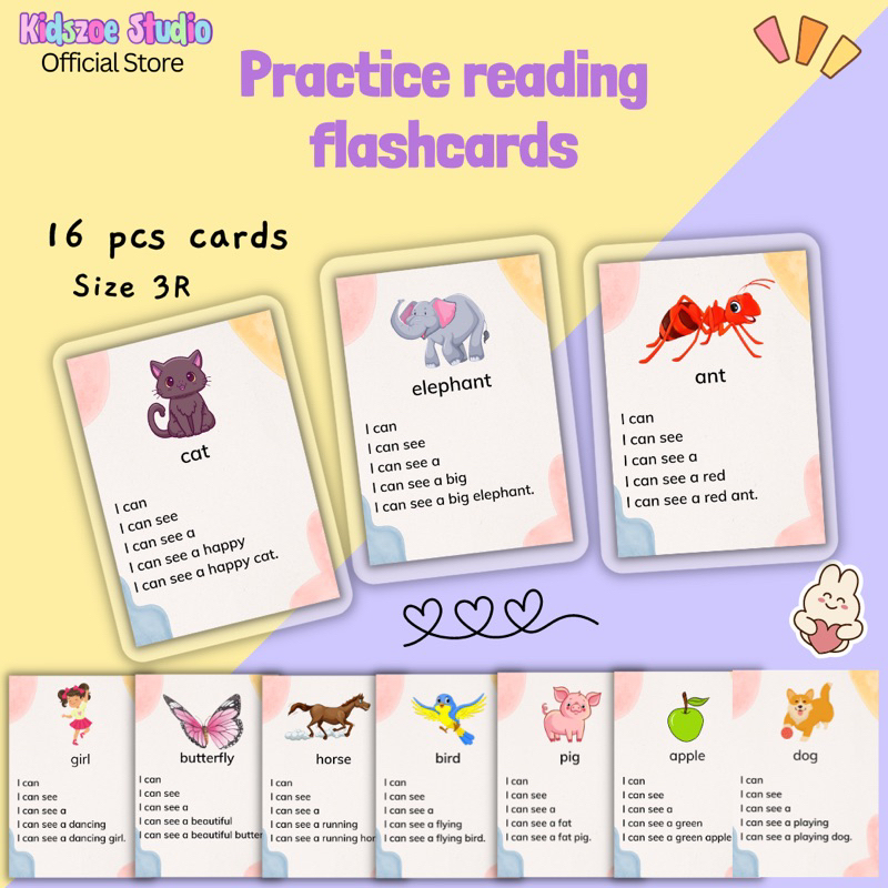 Practice reading vocabulary learn english flashcards laminated | Shopee ...