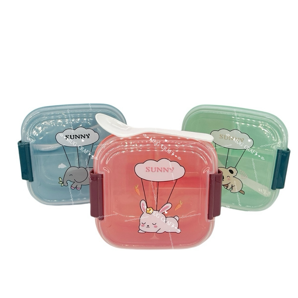 Kids Cute Lunch Box with Spoon 3 Different Design for Kids 3 Diveder ...