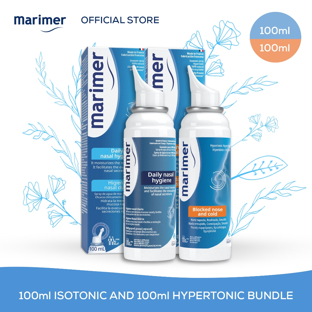 Marimer Adult Isotonic (1x) and Hypertonic (1x) Seawater Nasal Spray ...