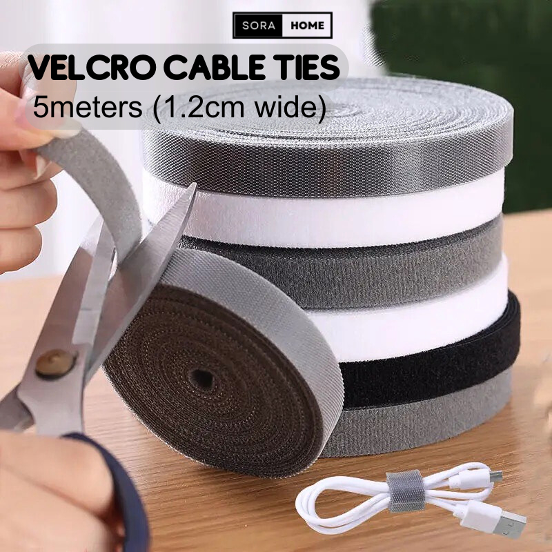 5m Velcro Tape Wire Organizer Double Sided Velcro Ties Strap Reusable ...