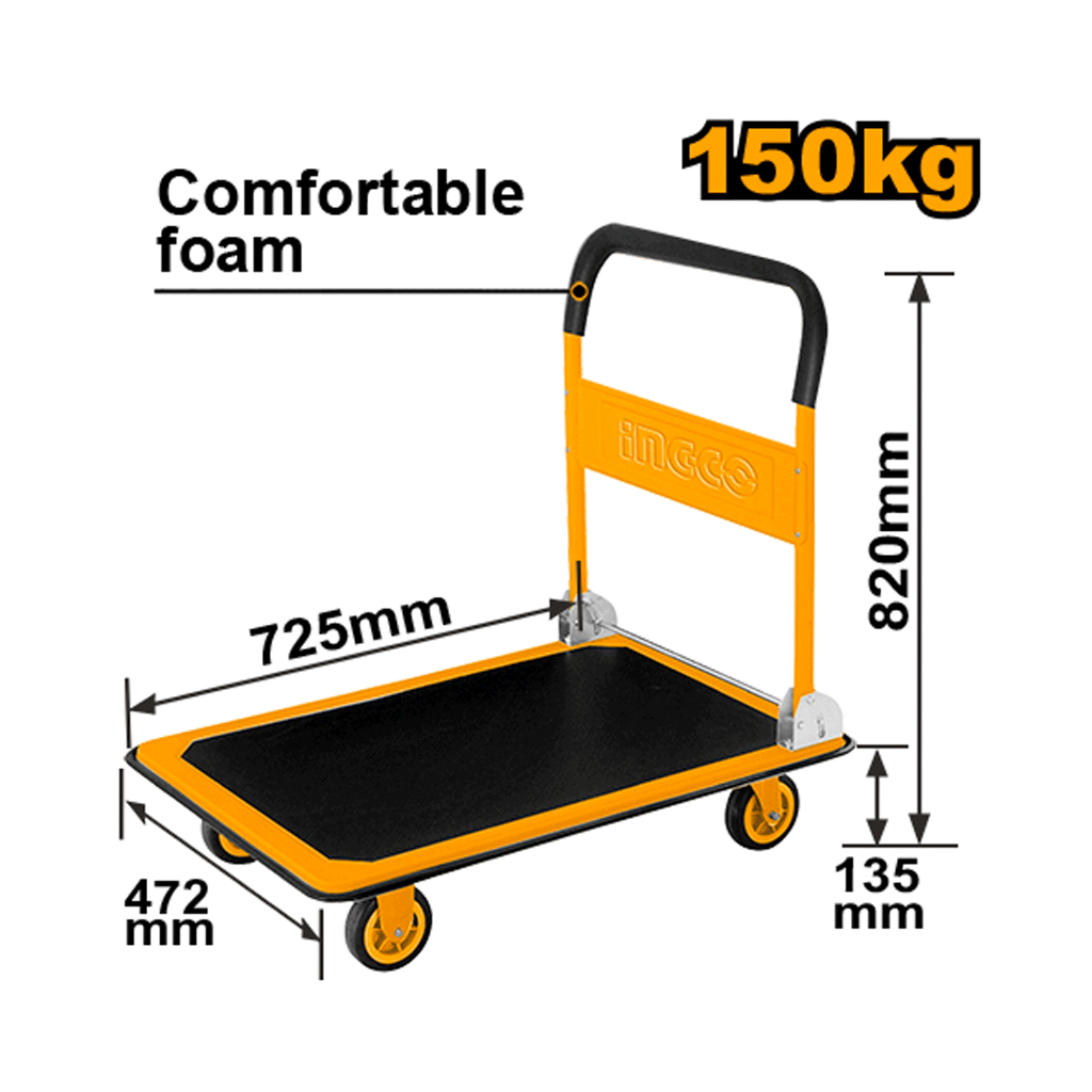 Ingco Foldable Platform Hand Truck with 150KG Capacity Push Cart ...