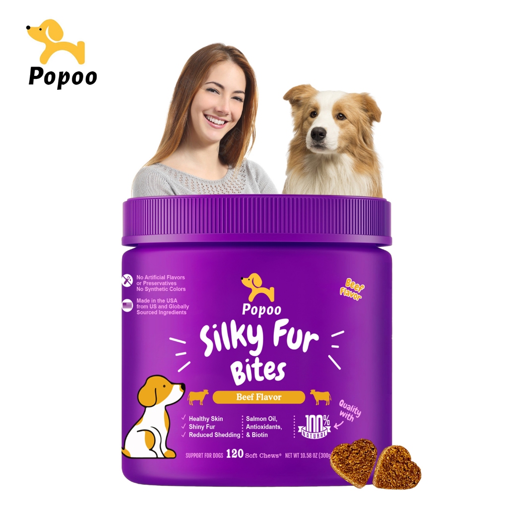 Popoo Silky Fur Bites for Dogs Treats Snacks for Healthy Skin Dog ...