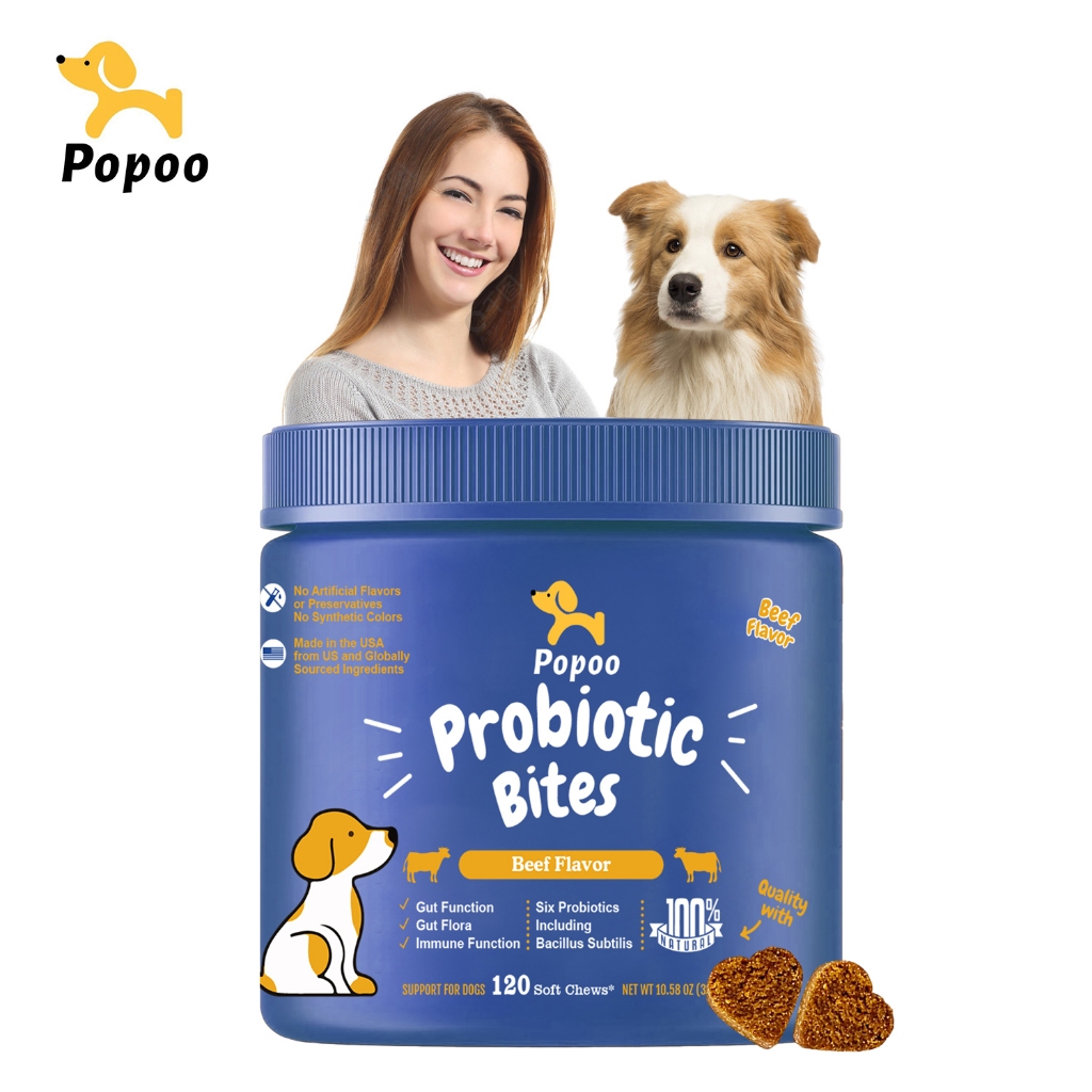 Popoo Probiotic Bites for Dogs Gut Health Dog Treats Snack for ...