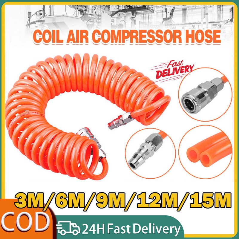 3-15M Air Compressor Hose Tube Pneumatic Hose Spring Air Pipe Tool Spring Trachea with Fittings ...