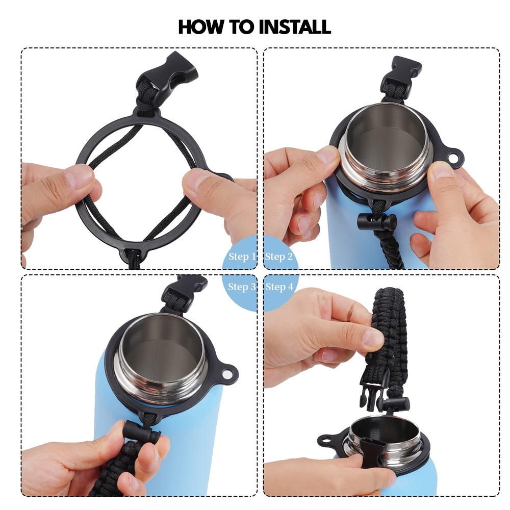 Paracord strap Water Bottle Handle Tumbler Carrier Strap Rope Outdoor ...