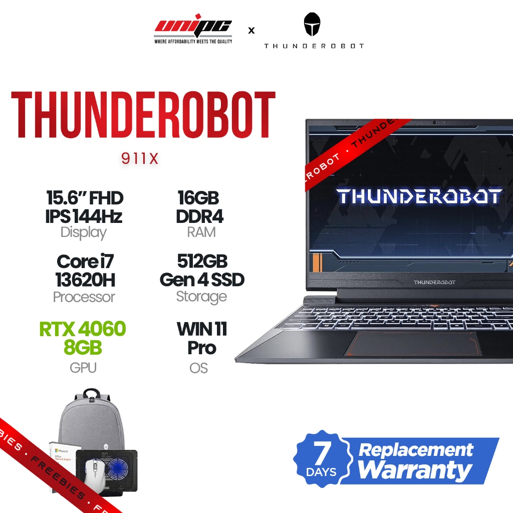 Thunderobot 911X 15.6" FHD IPS 144Hz | i7-13620H | 16GB RAM | 512GB SSD ...