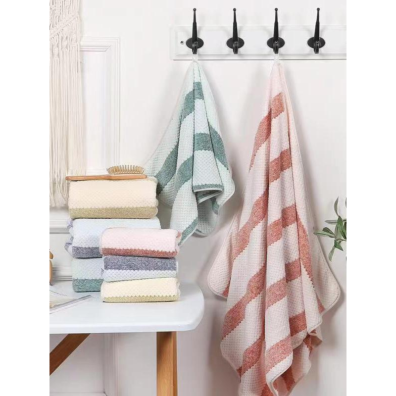 TNC Absorbable Pineapple Stripe Bathroom Towel Unisex Towel Beach Towel ...