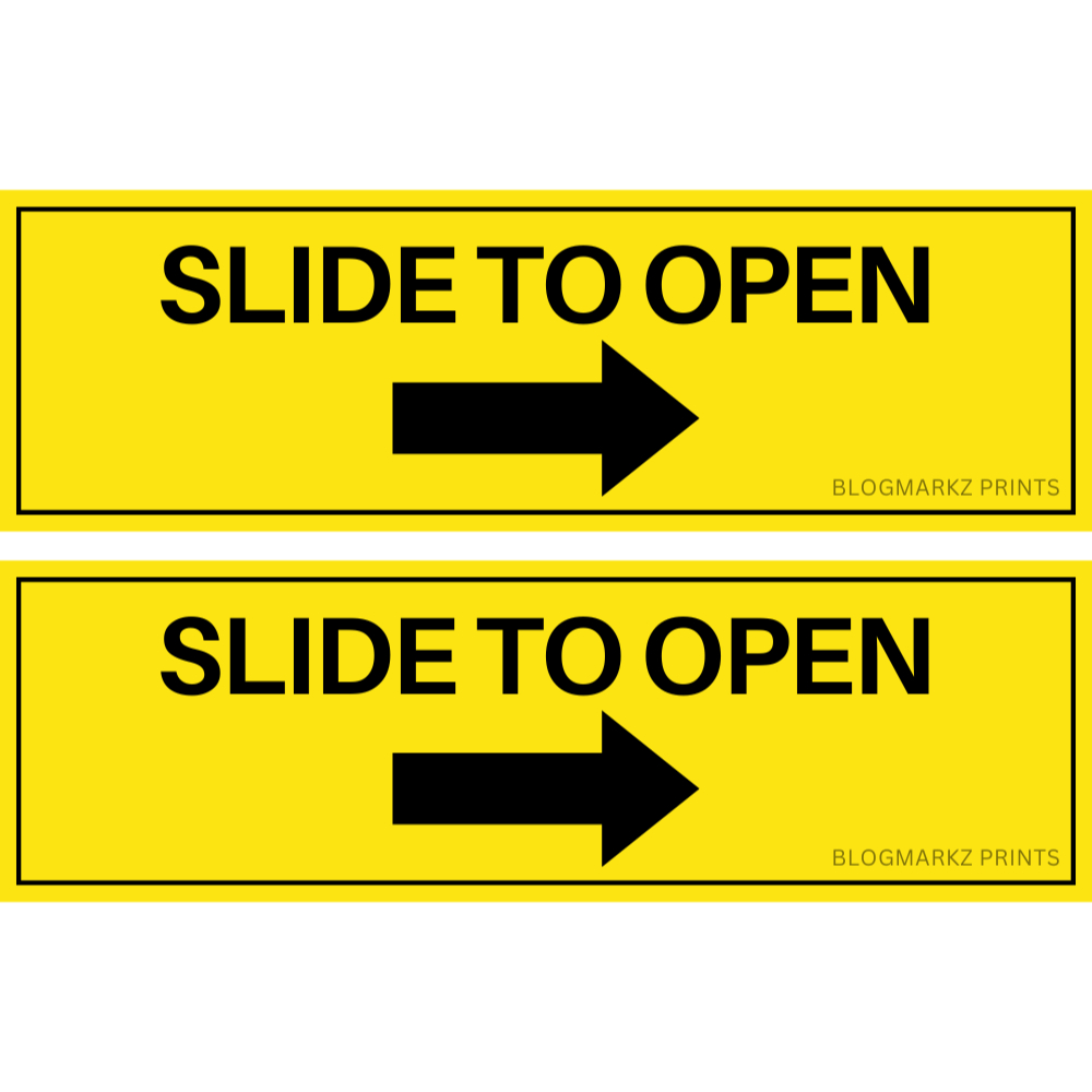 Slide To Open Arrow Sign - Laminated Signage - 4 x 11 inches Size ...