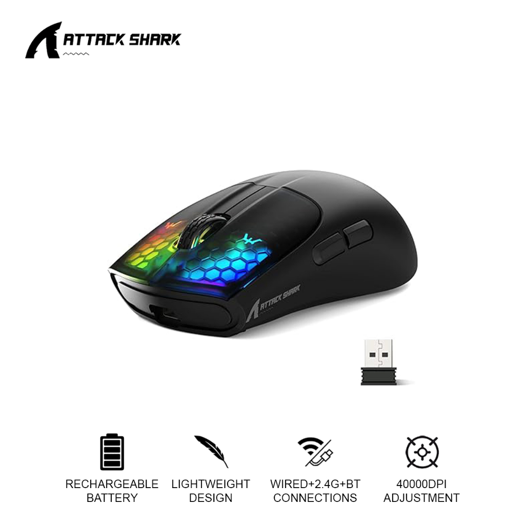 Attack Shark X5 Wireless Gaming Mouse Tri-Mode 2.4G USB-C Wired ...