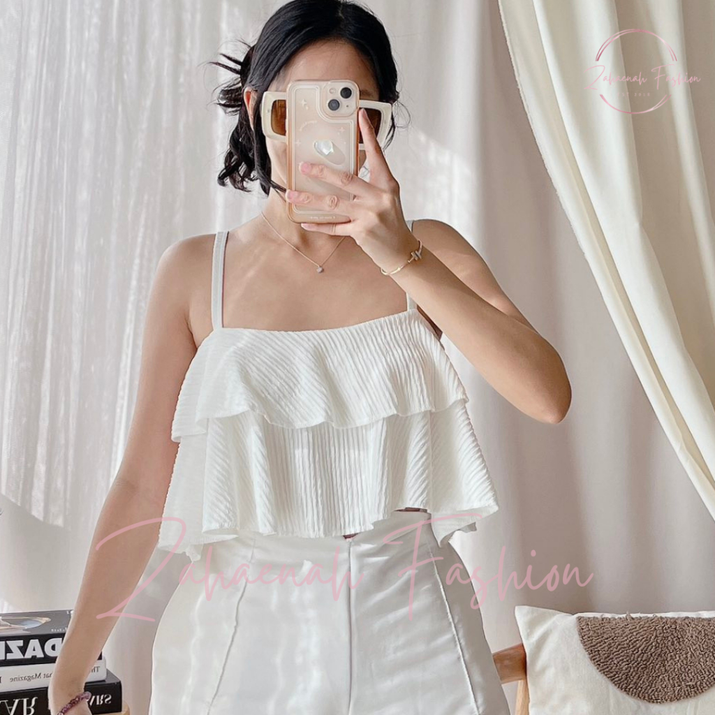 [zf] FLOWY Double Layered Top - Bark Crepe Fabric | Shopee Philippines