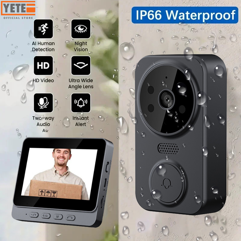 YETE Wireless Visible Doorbell Intelligent Wifi Doorbell Wireless Camera Voice Intercom With ...