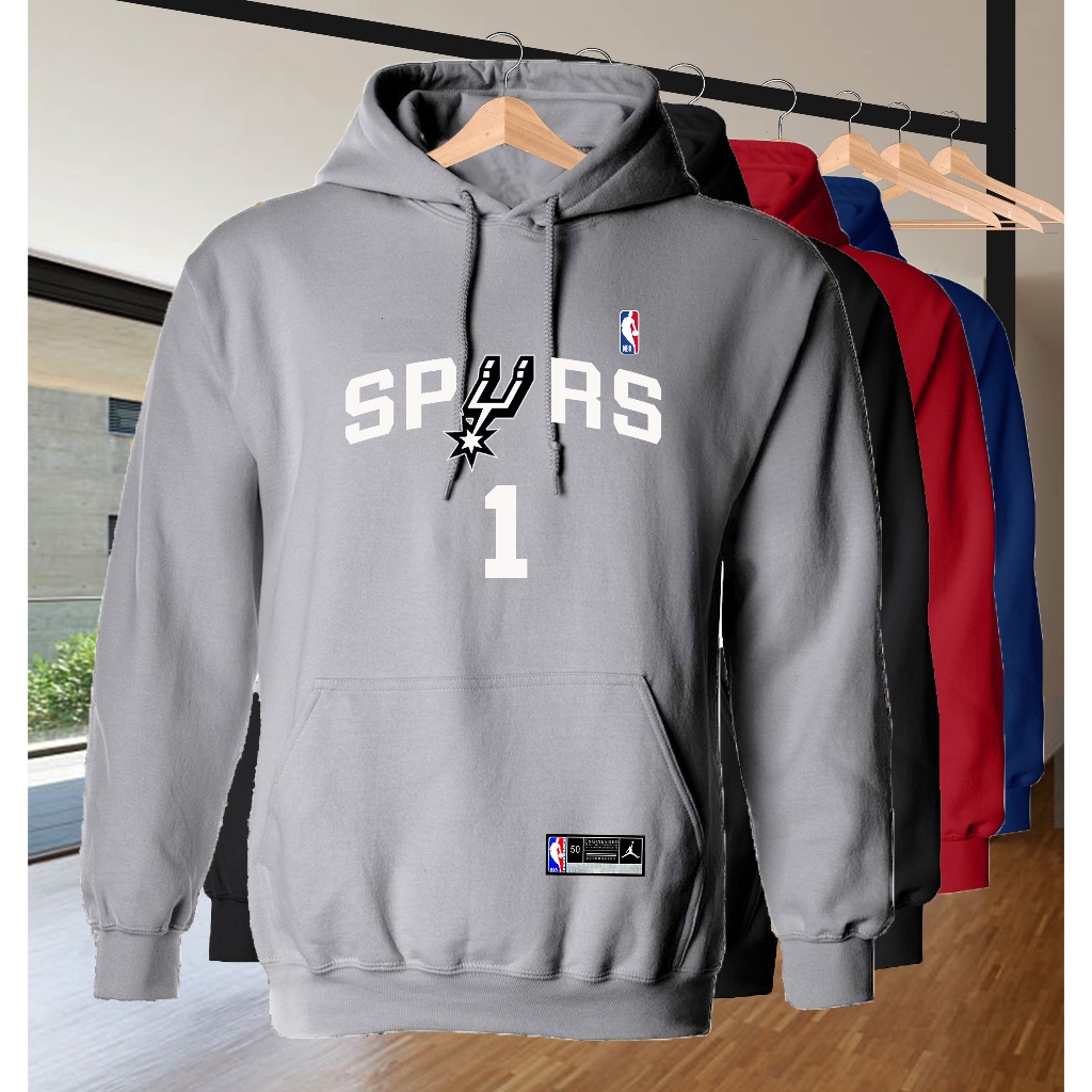 Hoodie Jacket SA Spurs 1 Wembanyama Gray Black Pullover Sweater Long ...