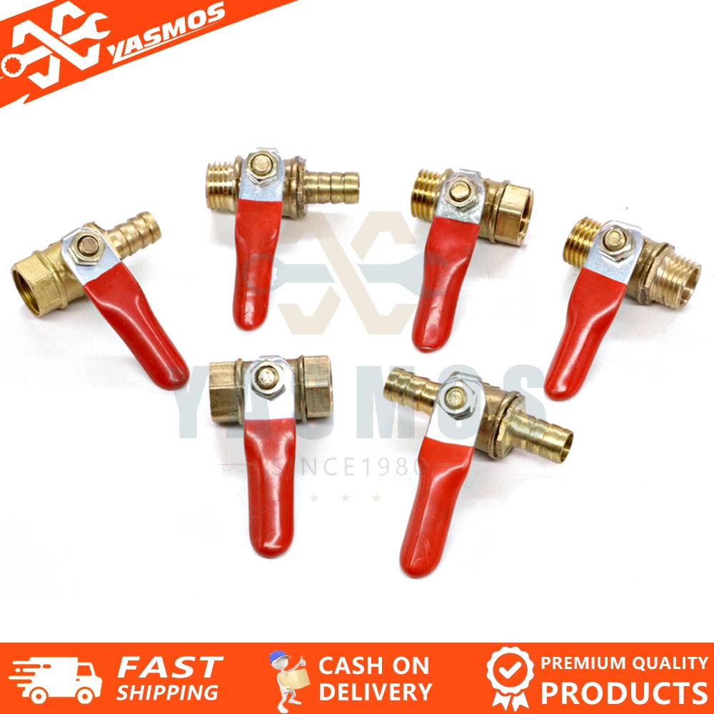 Brass Ball Valve Heavy Duty 1/4" Red Handle Tracheal Compressor Small ...