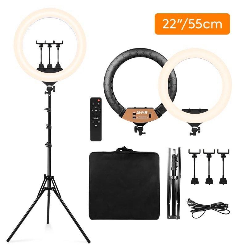 M22 55cm Led Ring Light With Stand And 3Phone Holder Complete Set w/Bag ...