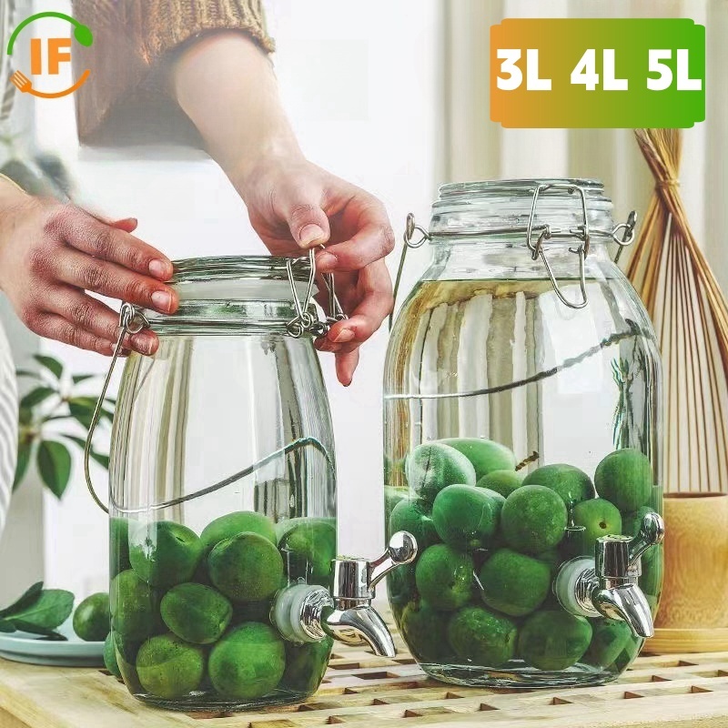 3L 4L 5liter glass sealed jar with lock palamig container with faucet ...