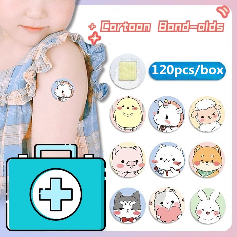 120Pcs/Box Kids Wound Bandage Disposable Mini Cartoon Baby Wound ...