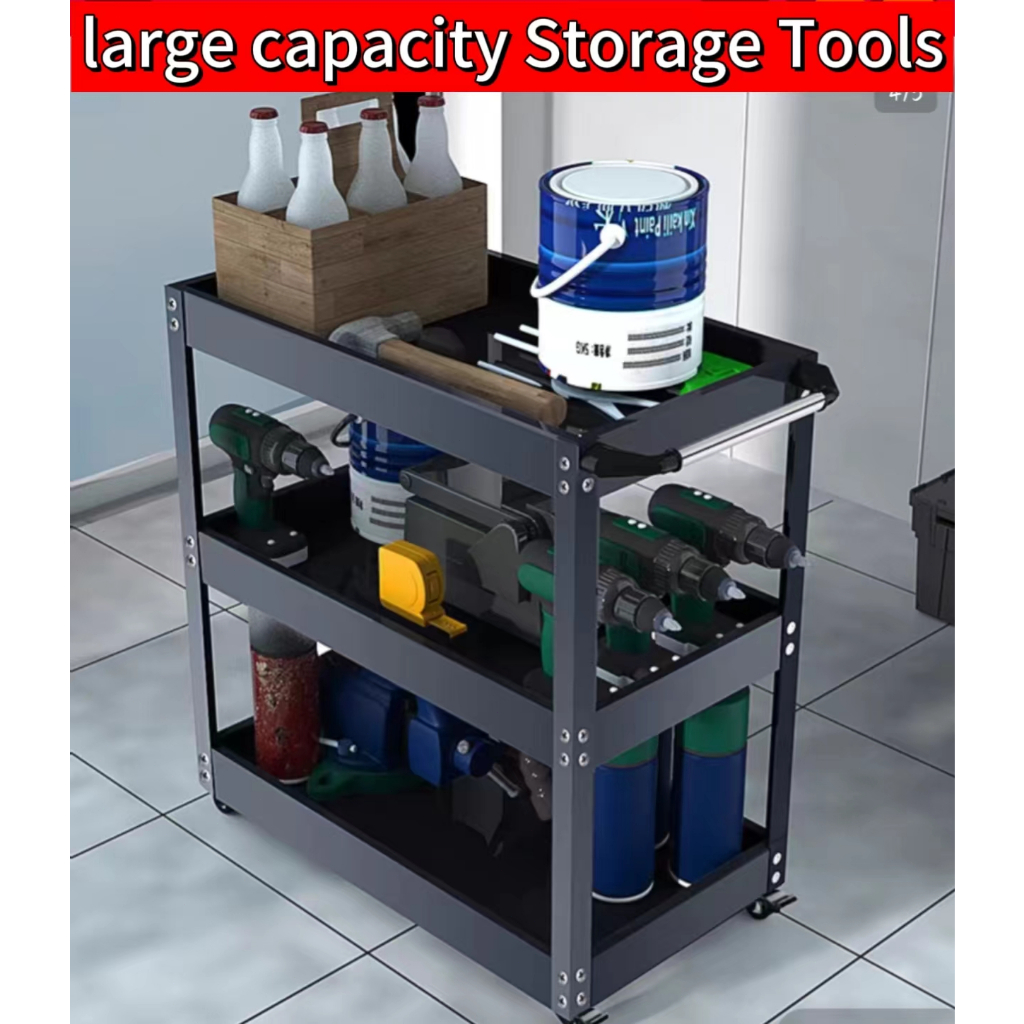 3 Layer Trolley Hand Push Tool Cart Heavy Machinery Workshop ...