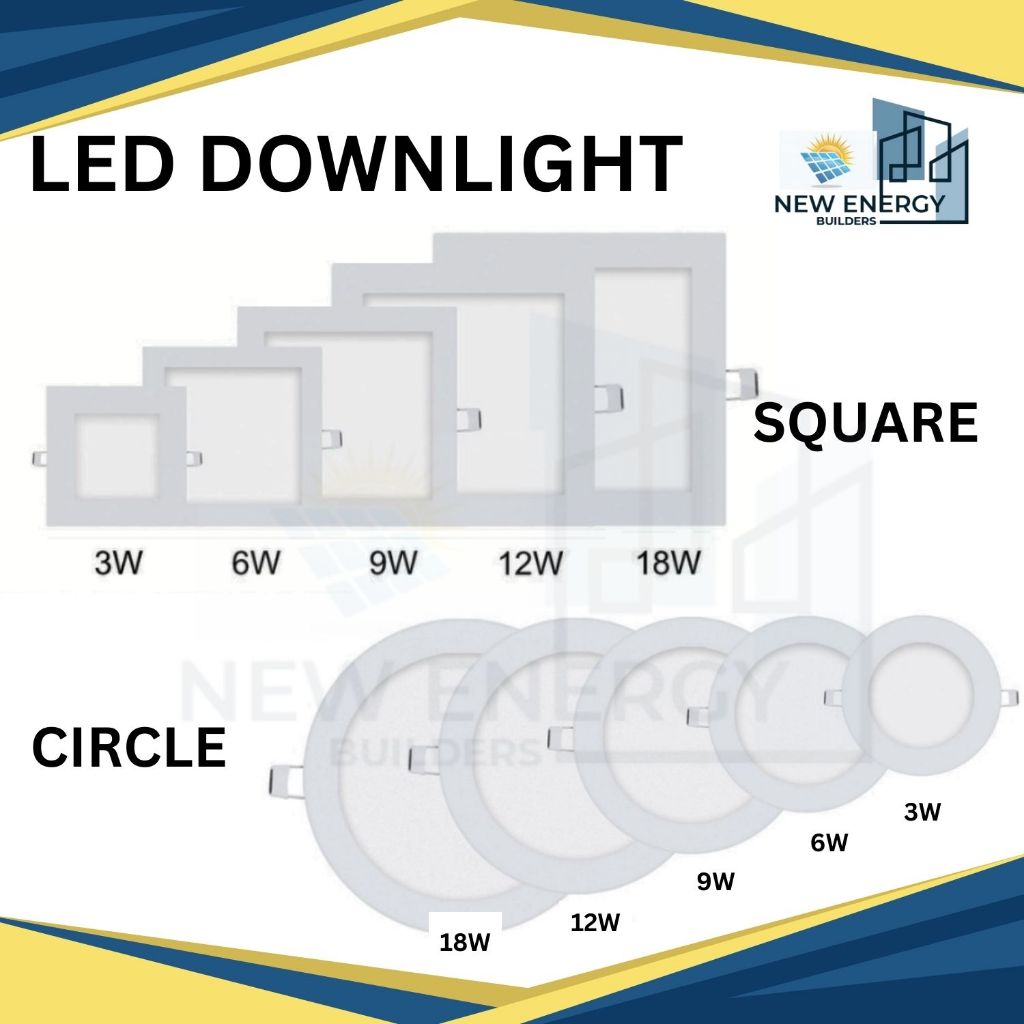 N.E.B || LED Pin Ceiling Light Panel Round Square 3w 5w 6w 7w 9w 12w 18w LED Recessed Downlight ...