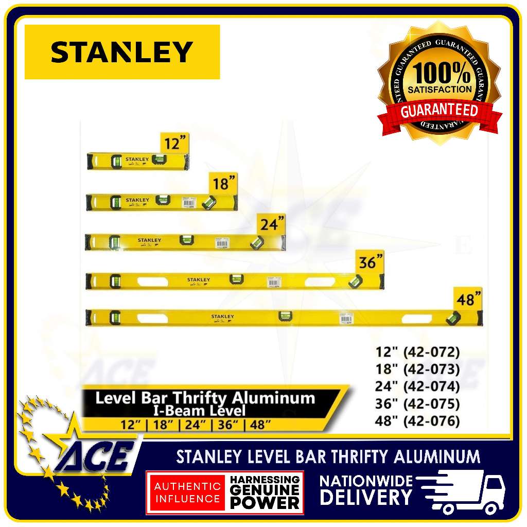 Stanley Level Bar Thrifty Aluminum I-Beam Level 12" | 18" | 24" | 36 ...