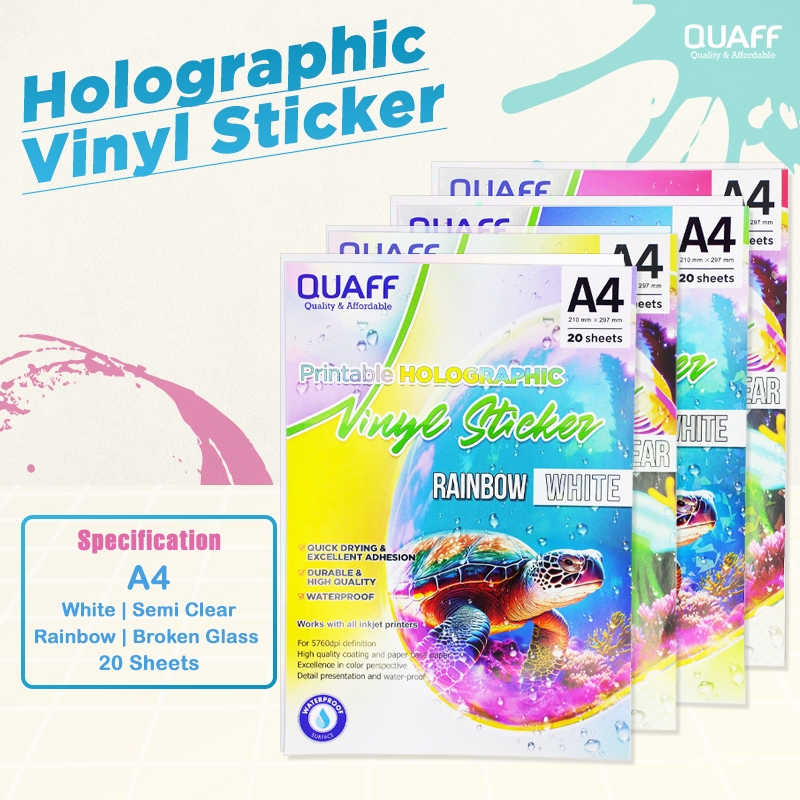 A4 Size Waterproof QUAFF Printable Hologram Vinyl Inkjet Sticker 210mm x 297mm | Shopee Philippines